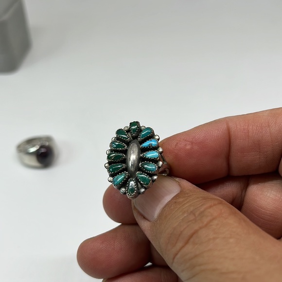 Zuni | Jewelry | Vintage Turquoise Zuni Cluster Ring 94s | Poshmark